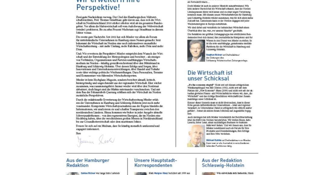 Wirtschafttszeitung "Missler" schließt sich sh:z an